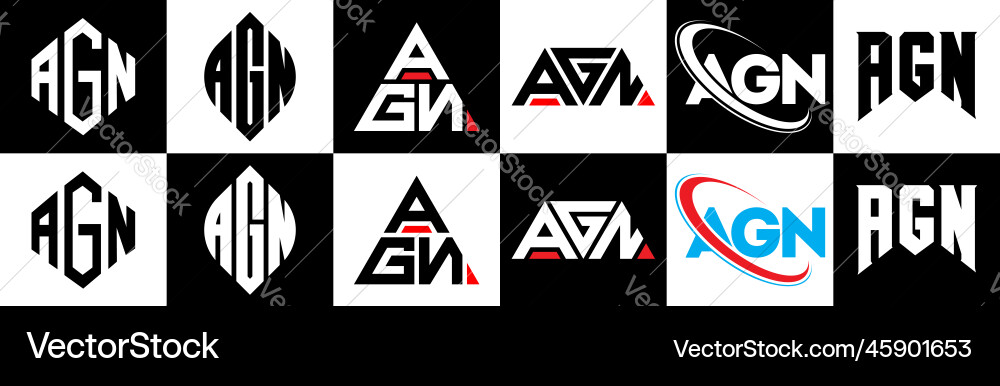 Agn letter logo design in six style polygon Vector Image