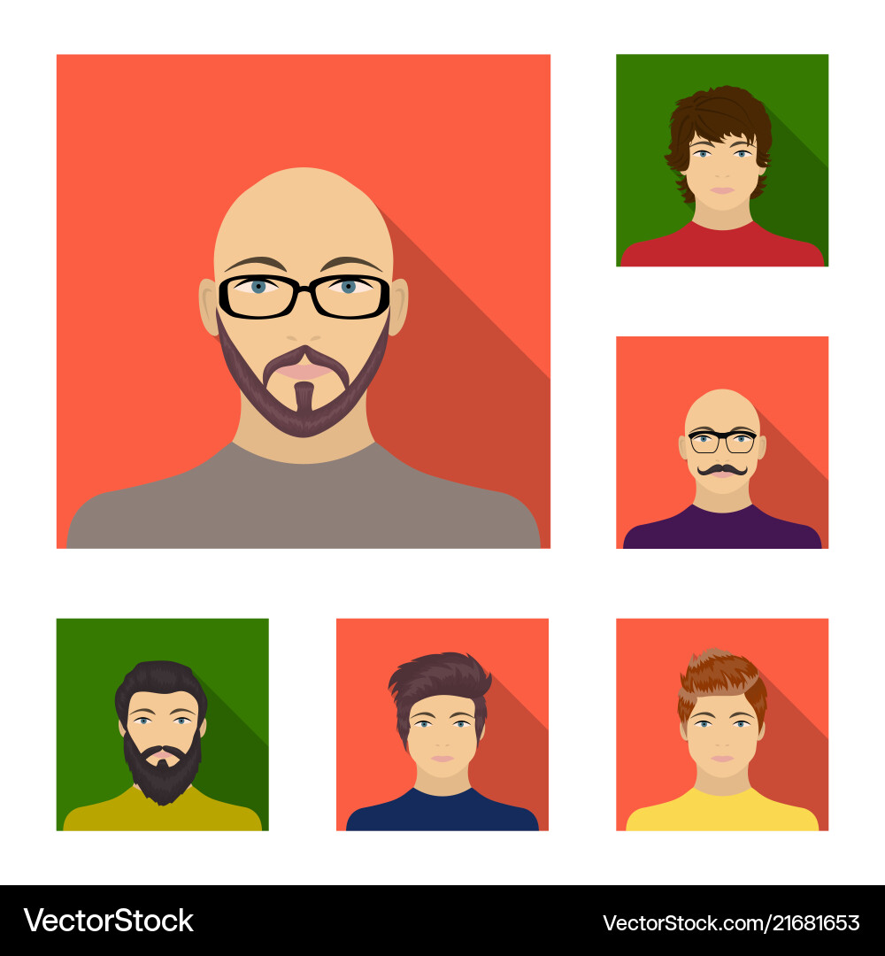 Avatar and face flat icons in set collection Vector Image