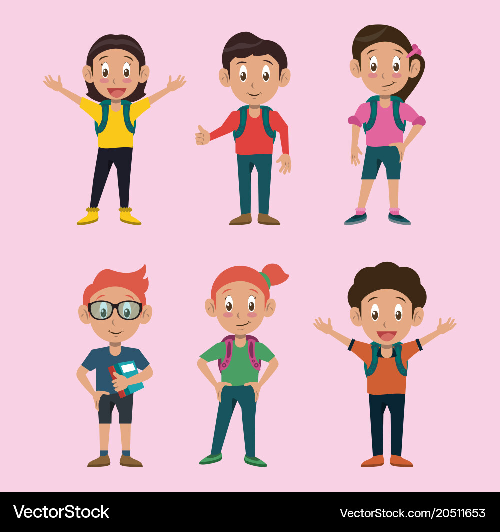 Kids students at classroom Royalty Free Vector Image