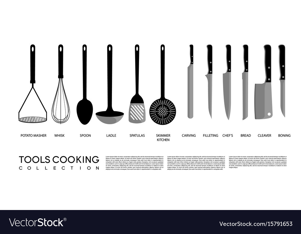 Kitchen cooking tools set Royalty Free Vector Image