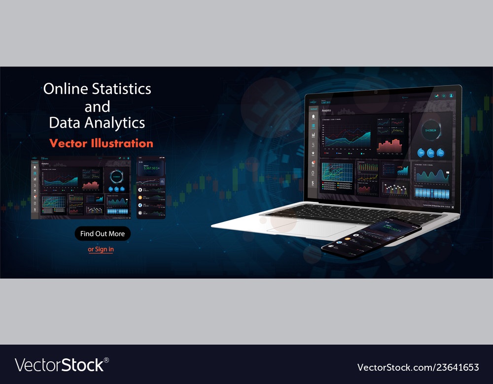 Online statistics and data analytics Royalty Free Vector