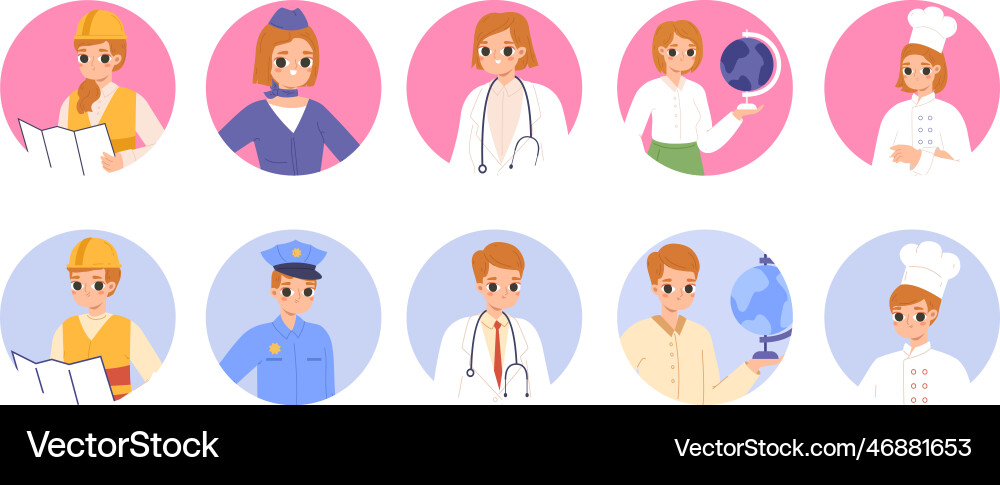 Professional cartoon avatars cute students Vector Image