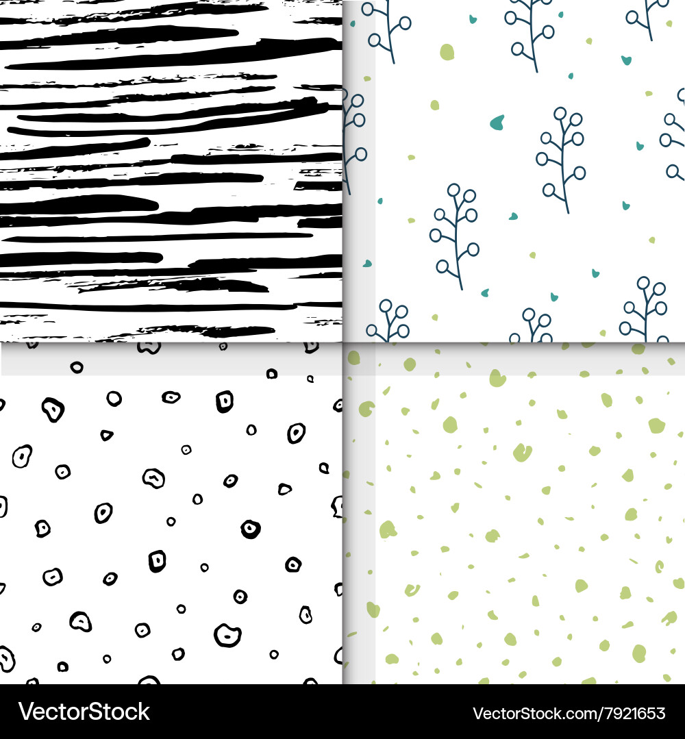 Set of seamless floral pattern isolated on Vector Image