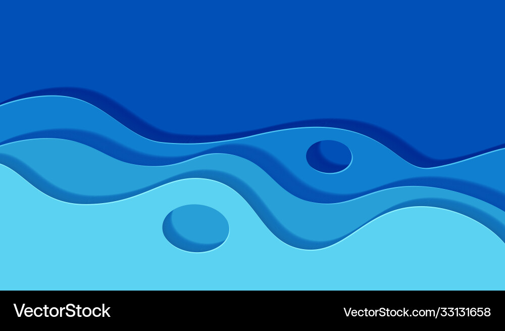 Abstract blue sea background with paper waves Vector Image