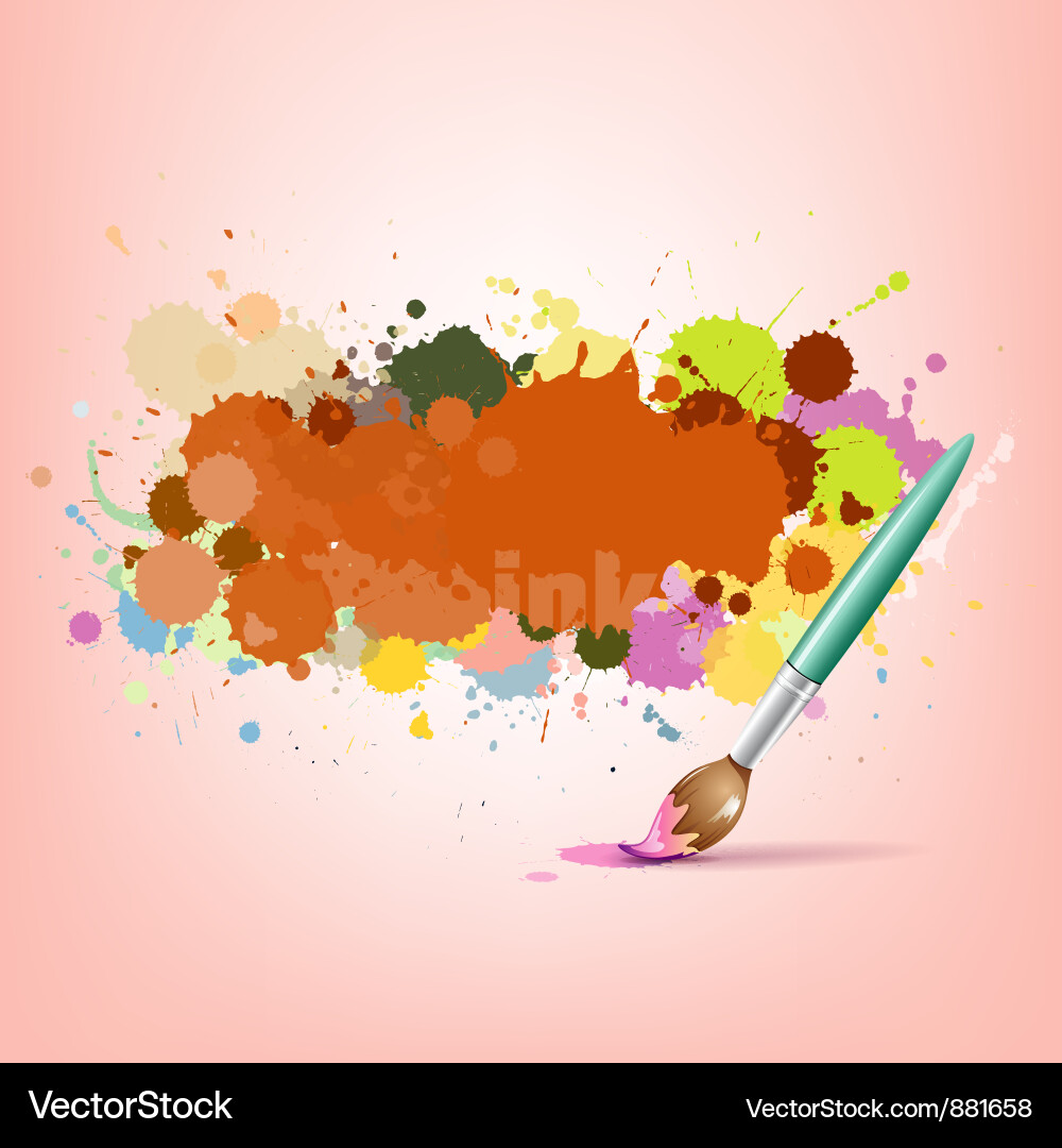 Abstract colorful ink with brush background Vector Image