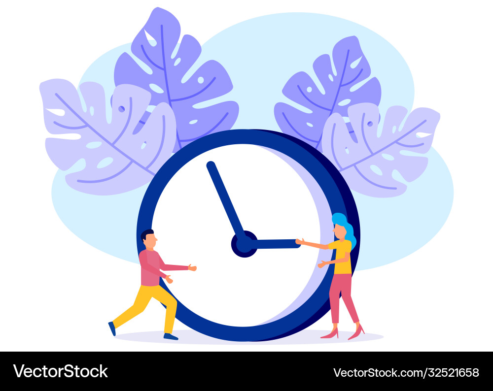 Business people with a clock white Royalty Free Vector Image