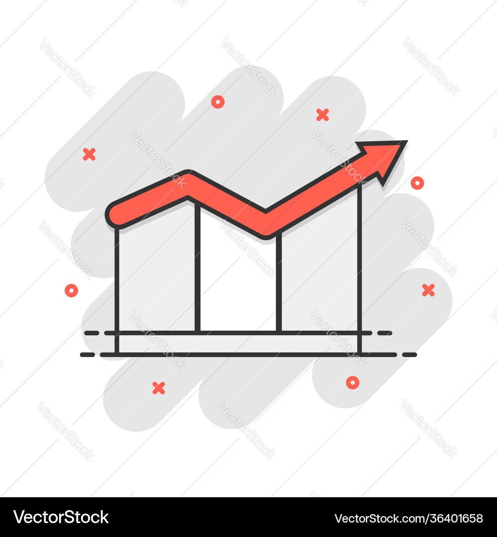 Cartoon chart icon in comic style graph pictograph