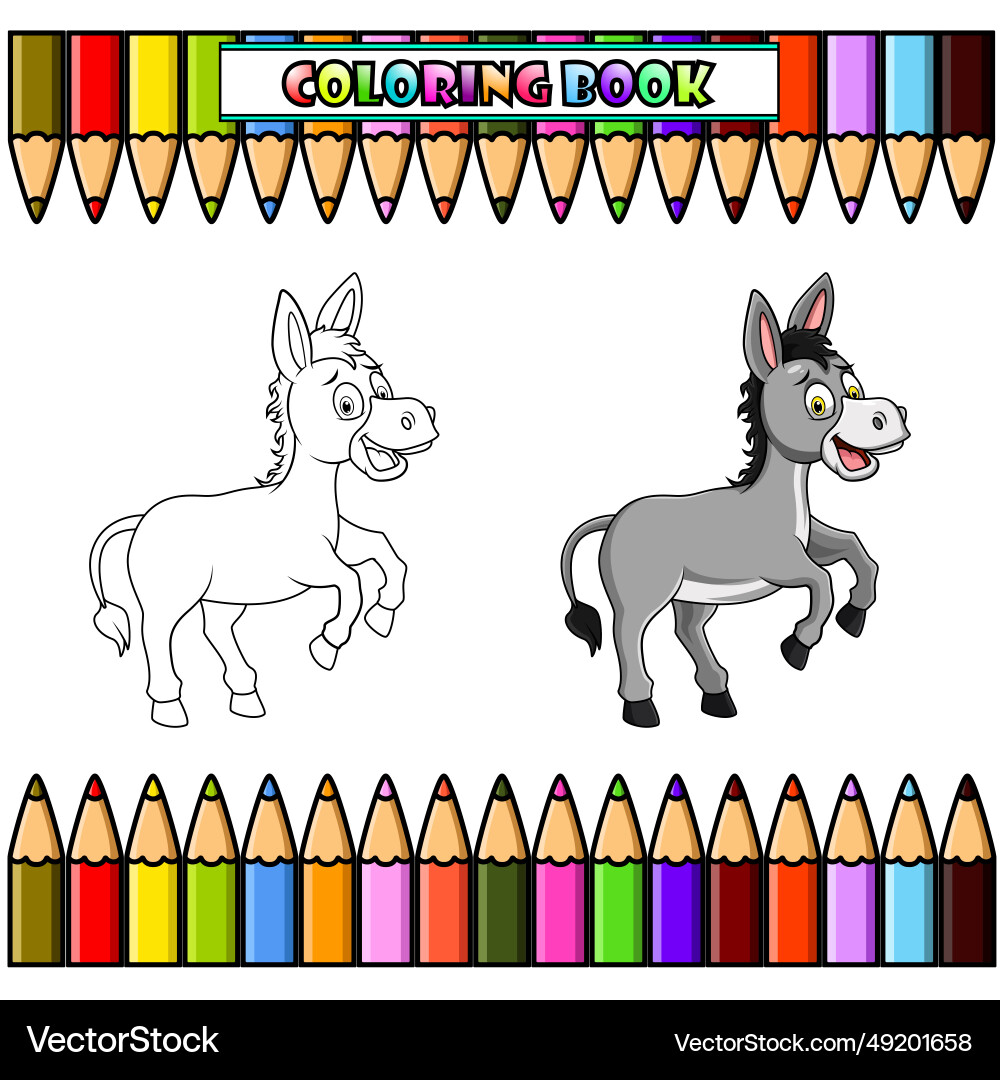 Cartoon donkey for coloring book Royalty Free Vector Image