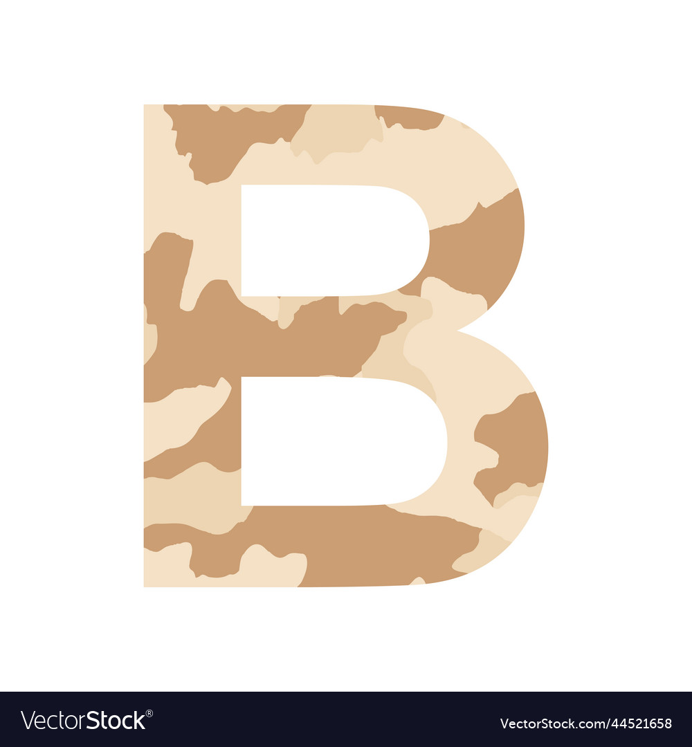 English alphabet letter b khaki style isolated Vector Image