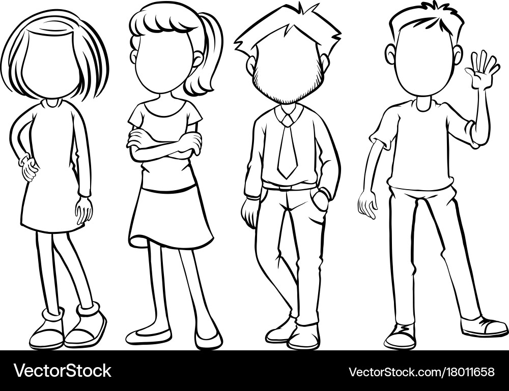 Faceless people in black and white Royalty Free Vector Image