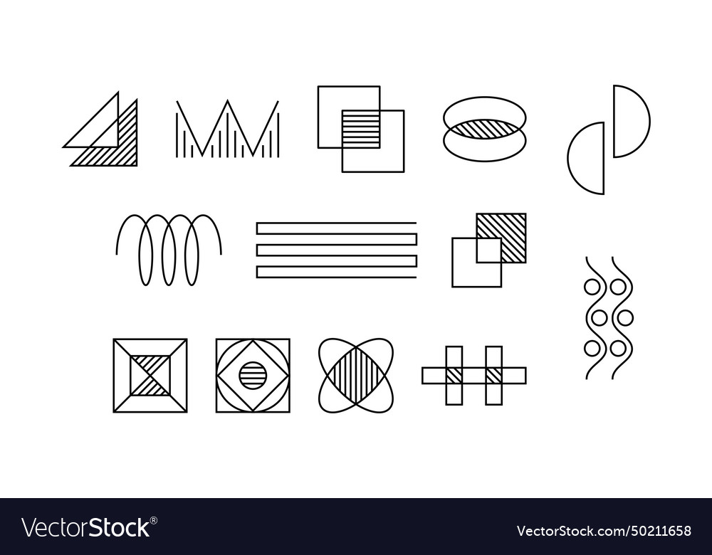 Geometric line elements set Royalty Free Vector Image