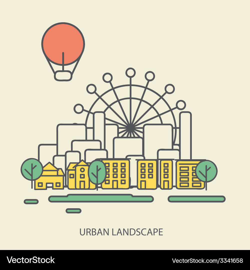 Linear background with urban landscape a stylish Vector Image