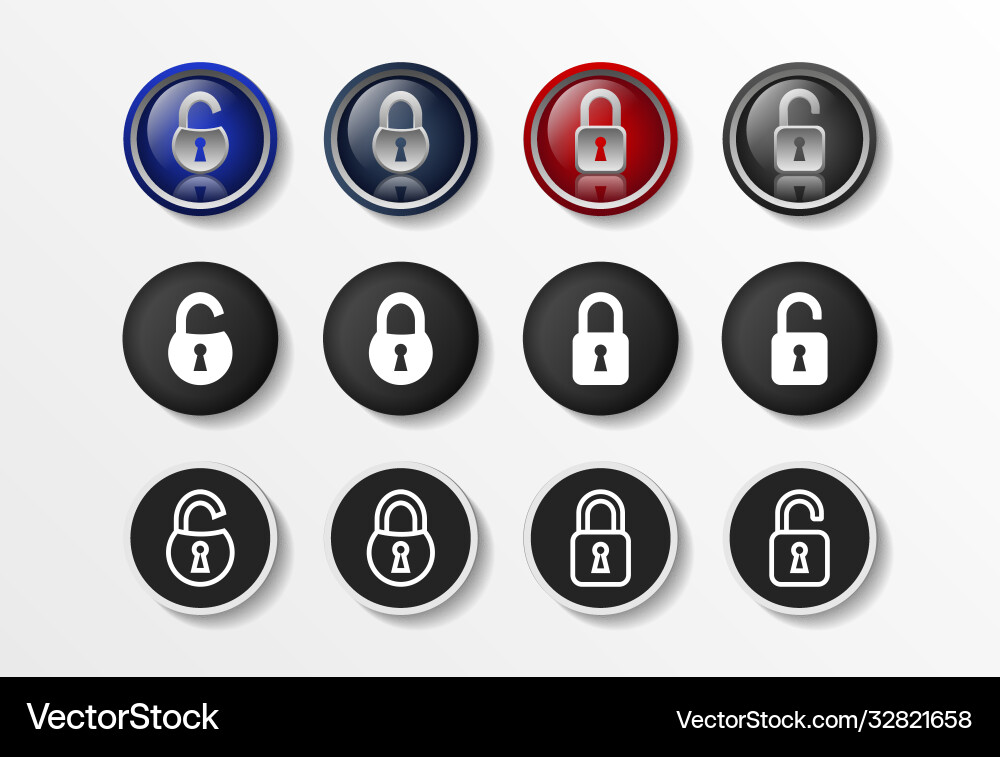 Lock icons set realistic closed and opened Vector Image
