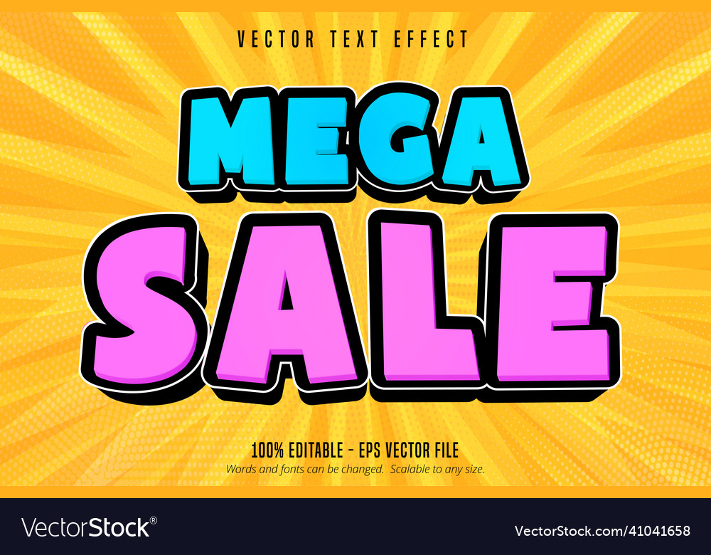 Mega sale text shopping style editable effect Vector Image