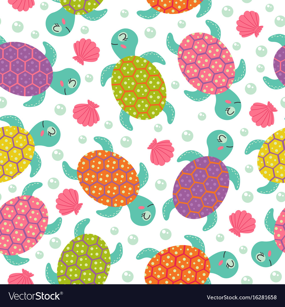 Seamless pattern with turtle Royalty Free Vector Image