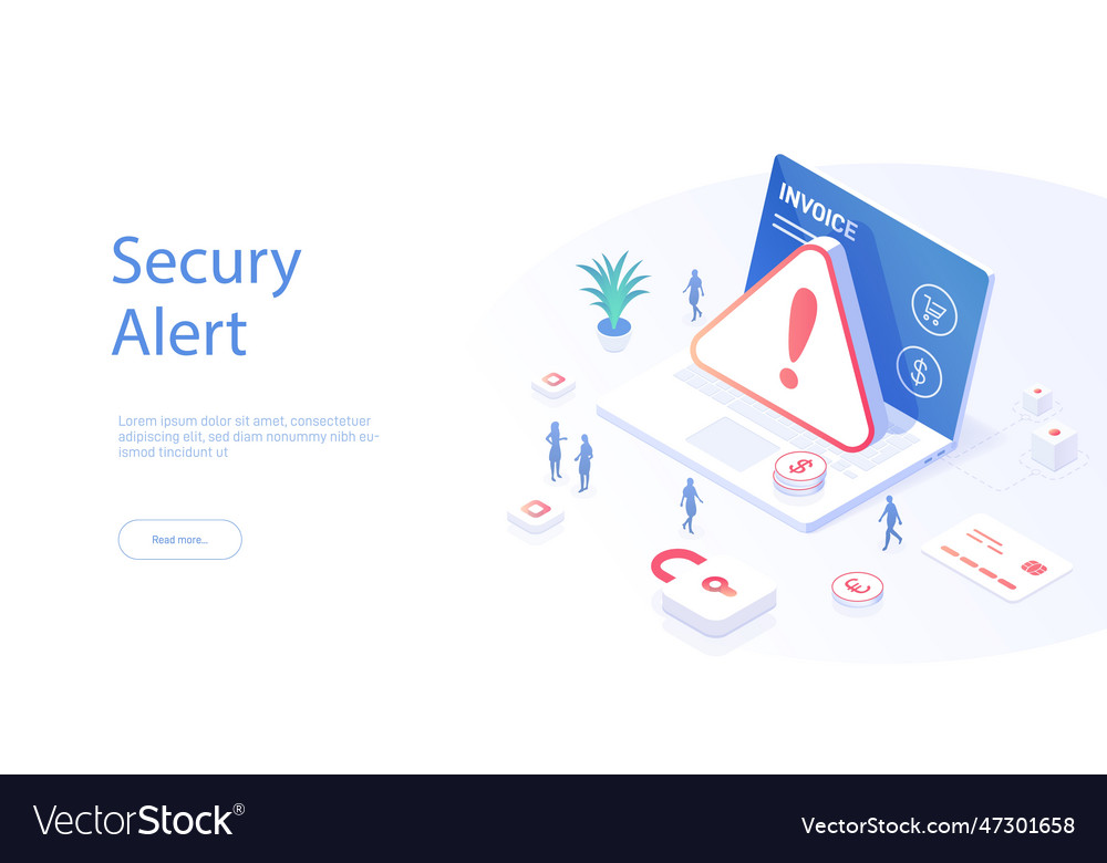Security alert concept system error laptop Vector Image
