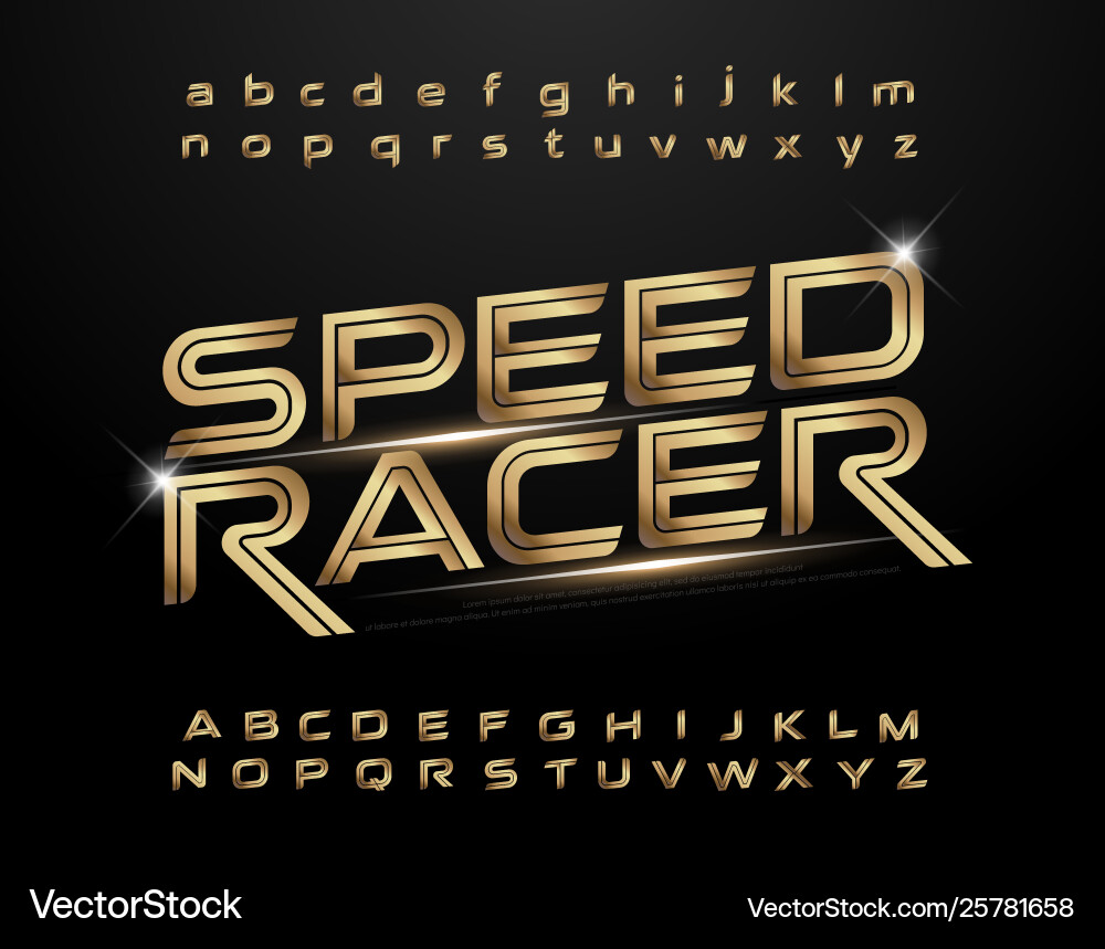 Technology alphabet golden metallic and effect Vector Image