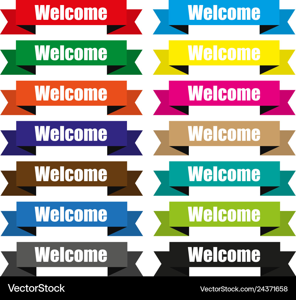 Welcome on colored ribbons origami Royalty Free Vector Image
