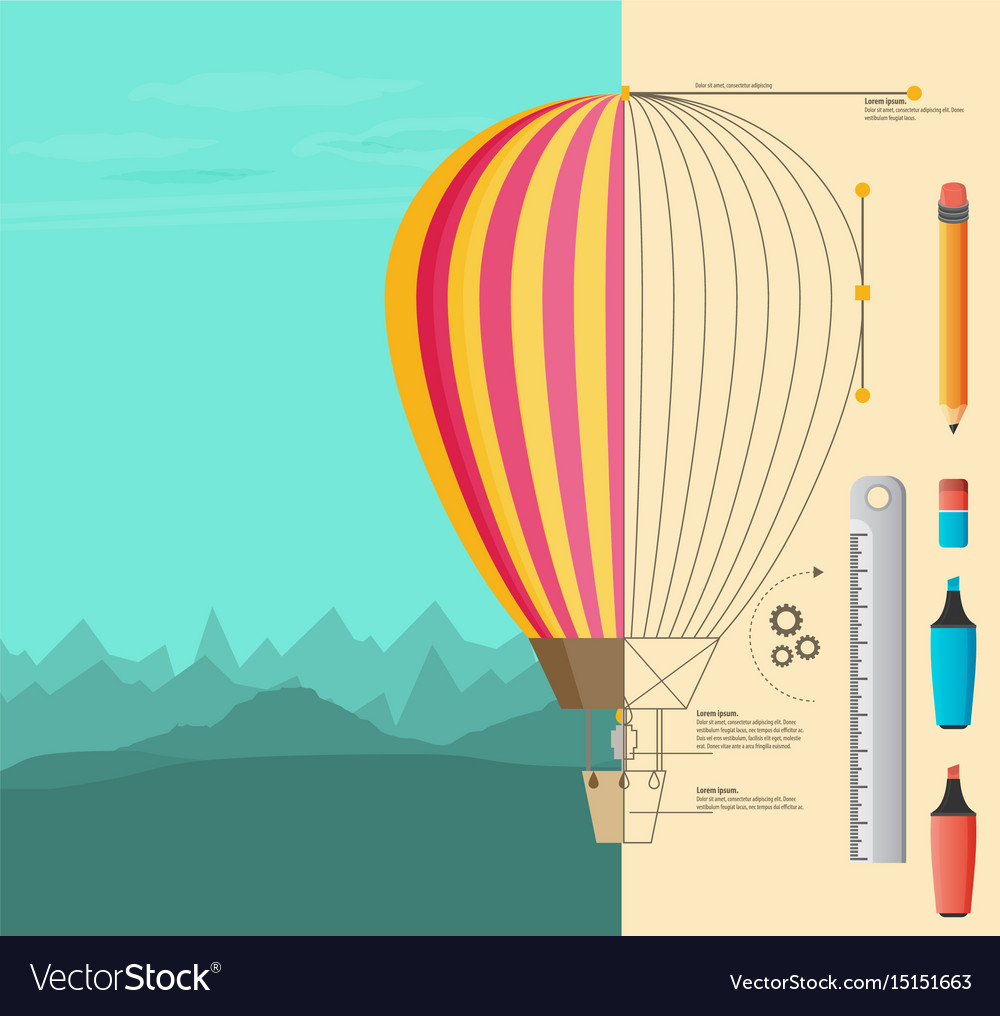 Air balloon and draft background Royalty Free Vector Image