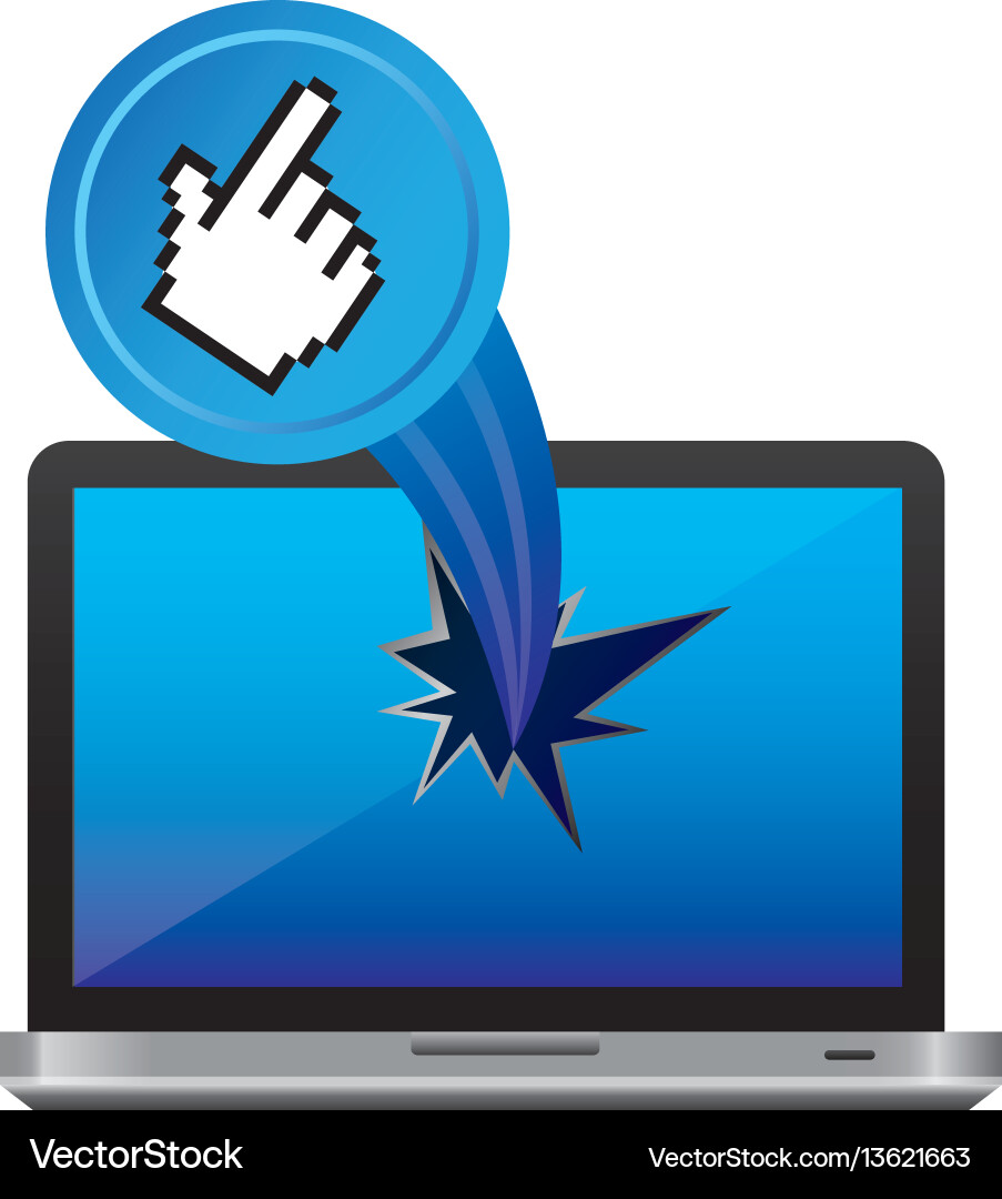 Blue computer hand cursor with hole icon Vector Image