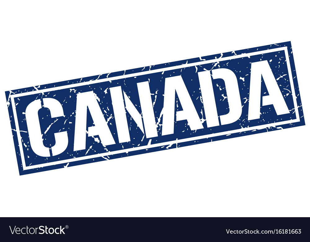 Canada blue square stamp Royalty Free Vector Image