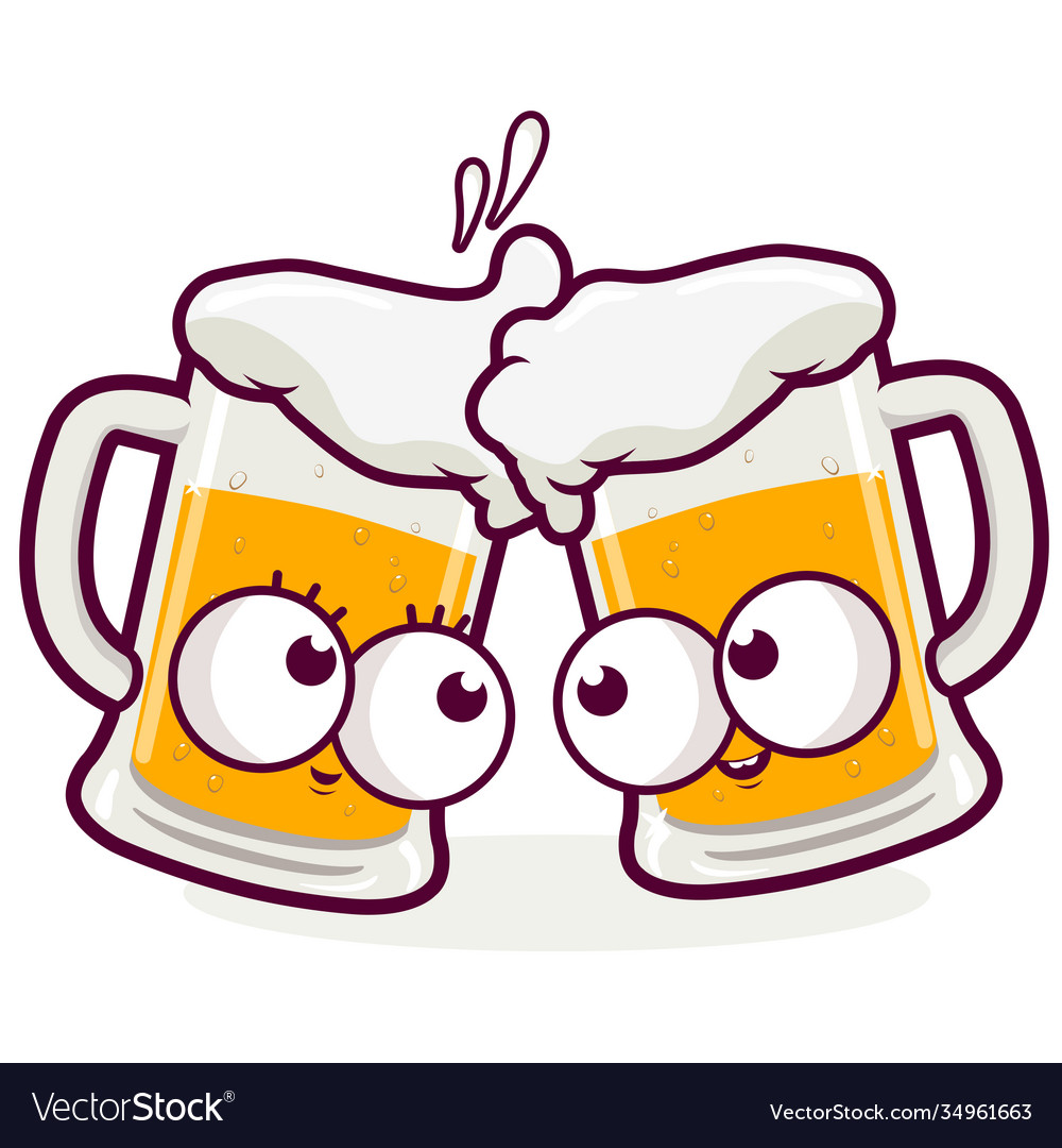 Cartoon beer characters toasting Royalty Free Vector Image