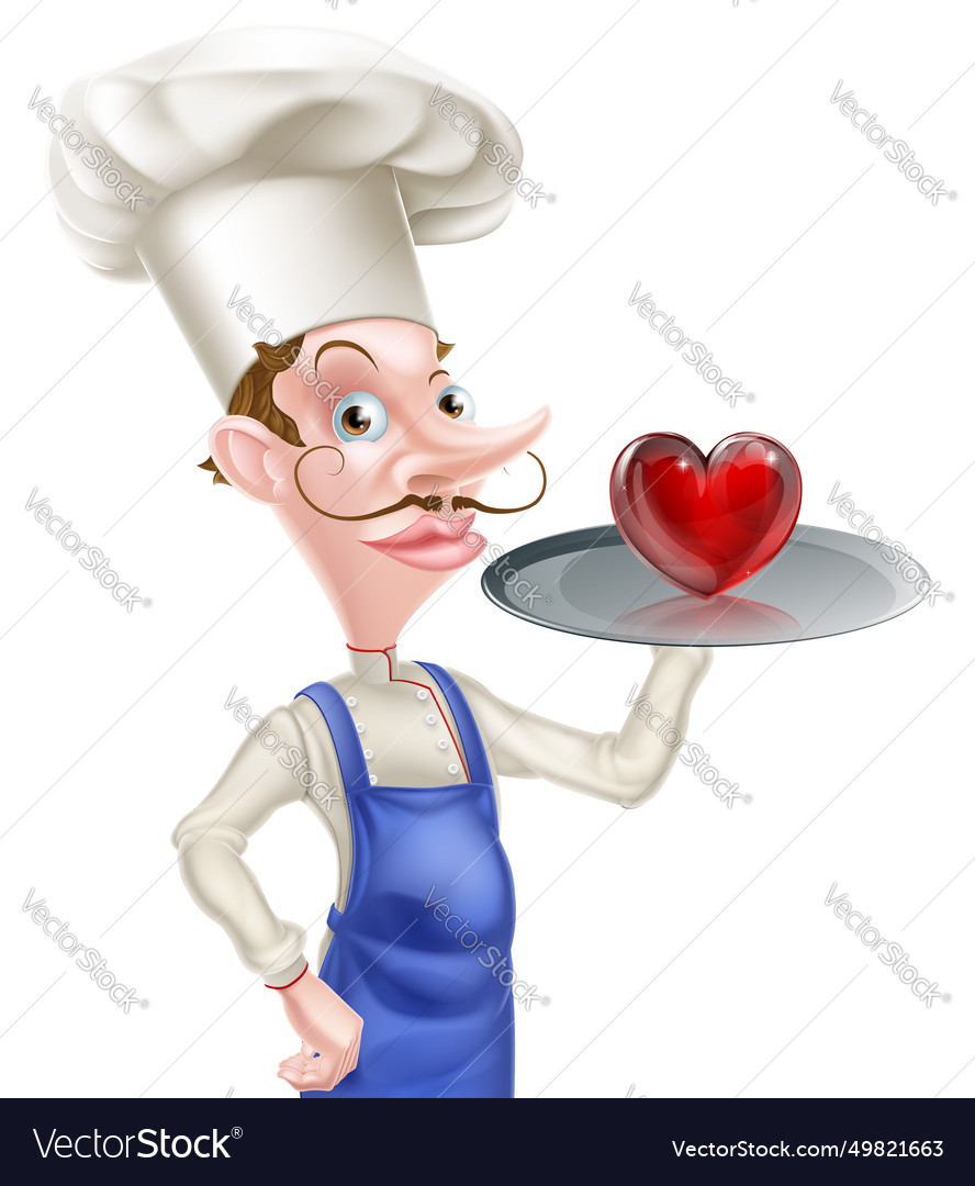 Cartoon chef with heart Royalty Free Vector Image
