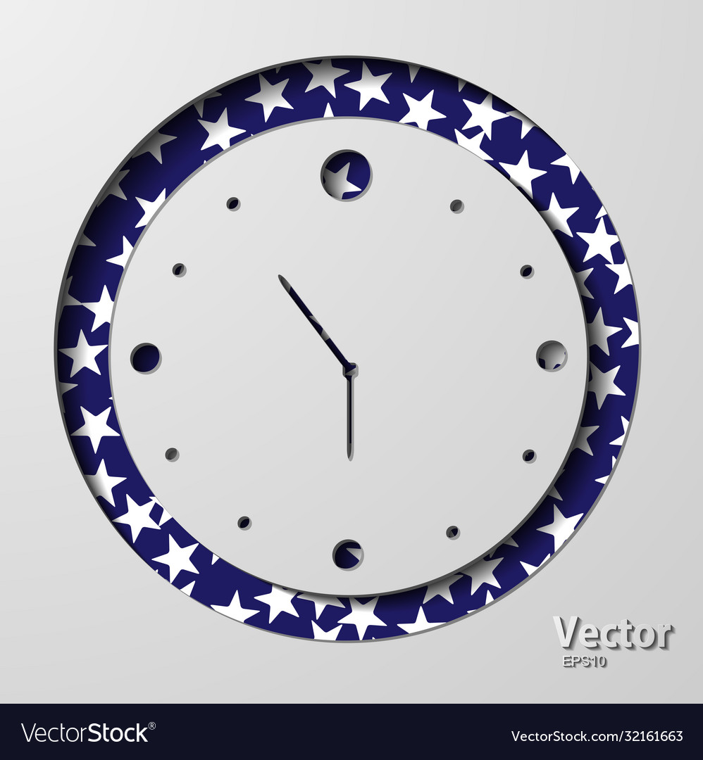 Clock face with shadow on white background Vector Image