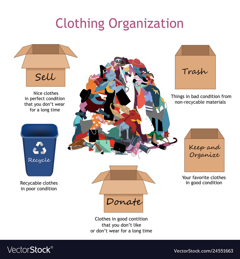 Clothing organization steps Royalty Free Vector Image