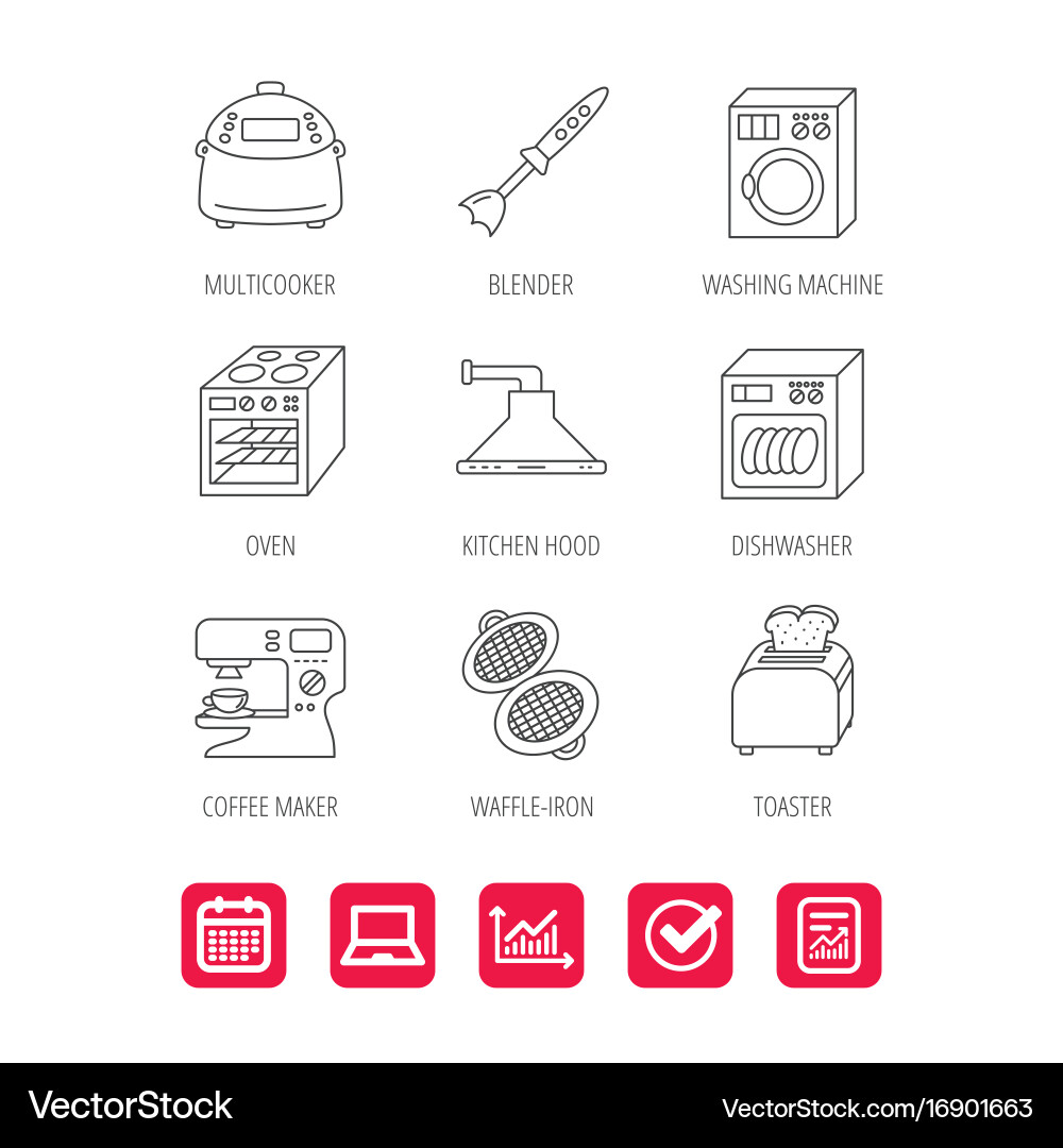 Dishwasher washing machine and blender icons Vector Image