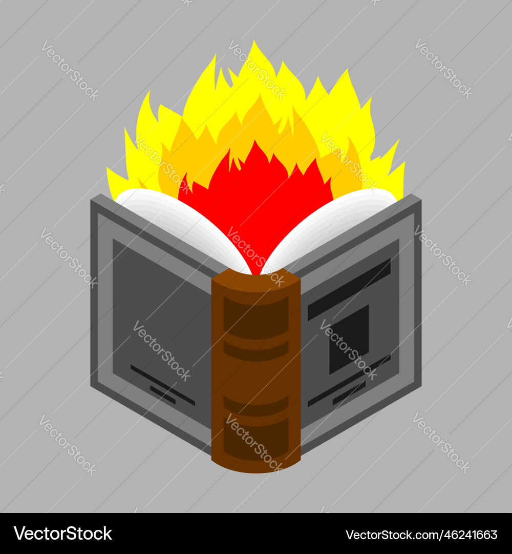 Fire book opened and flame isolated Royalty Free Vector