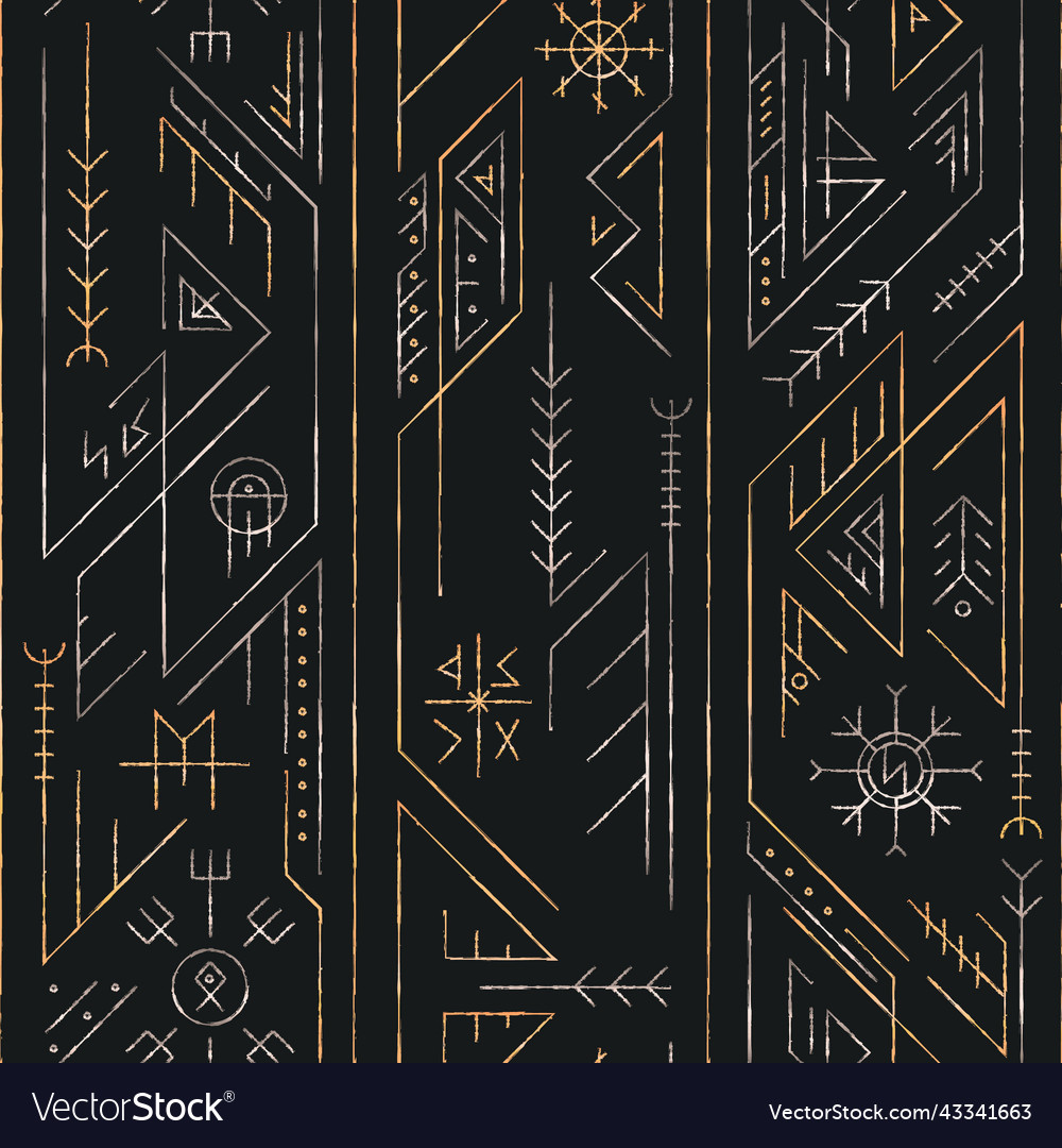Gold viking seamless pattern Royalty Free Vector Image