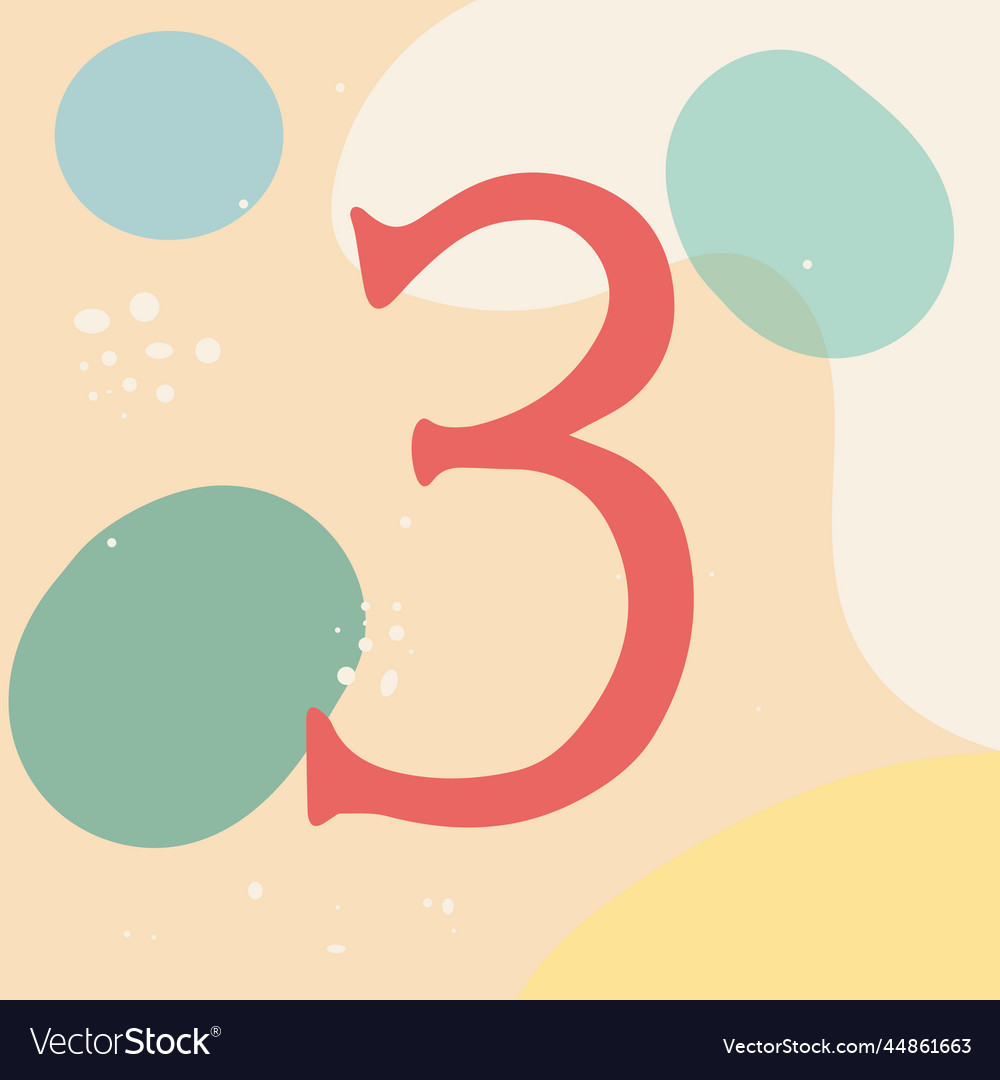 Hand drawn background with number three made Vector Image