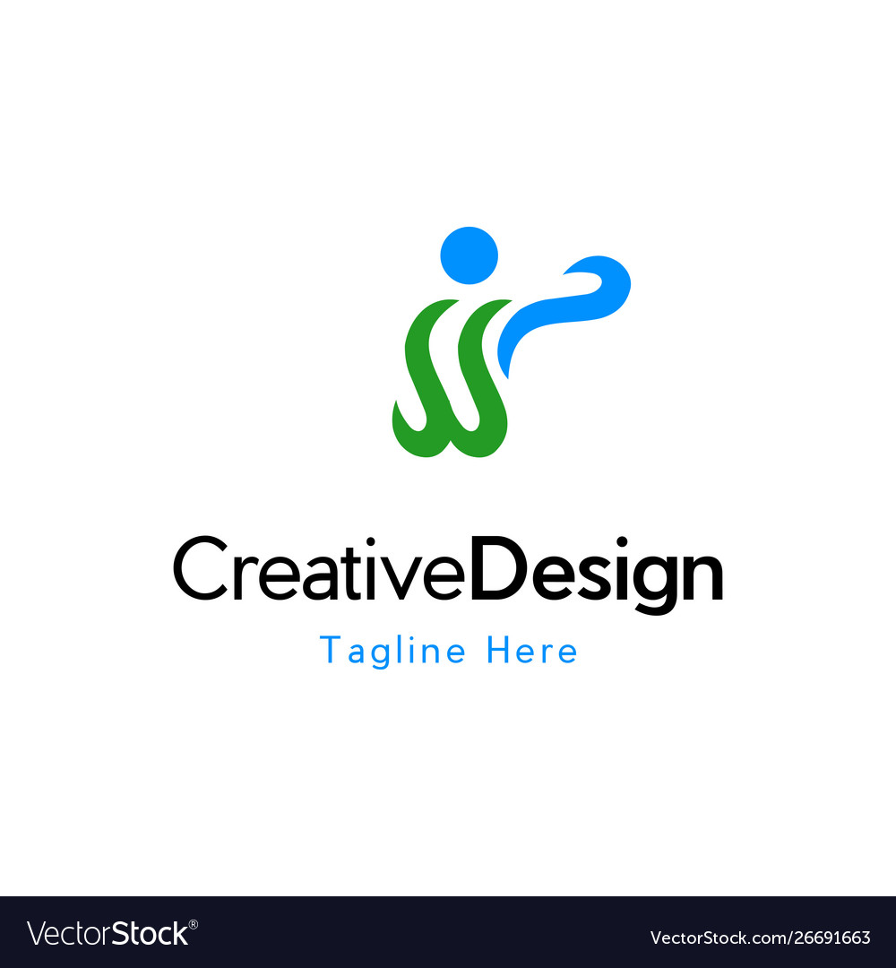 Human fit moving creative logo design Royalty Free Vector