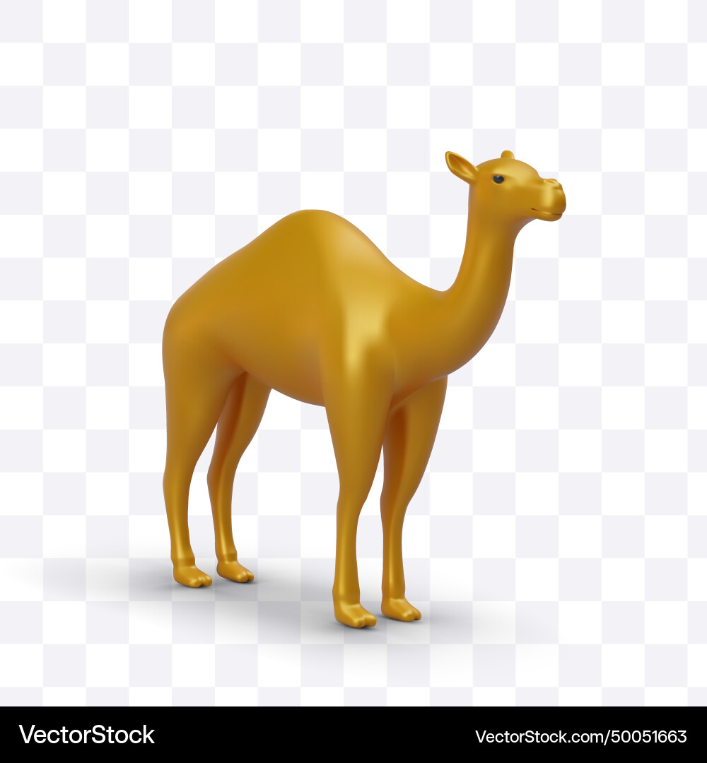 Isolated gold camel realistic figurine Royalty Free Vector