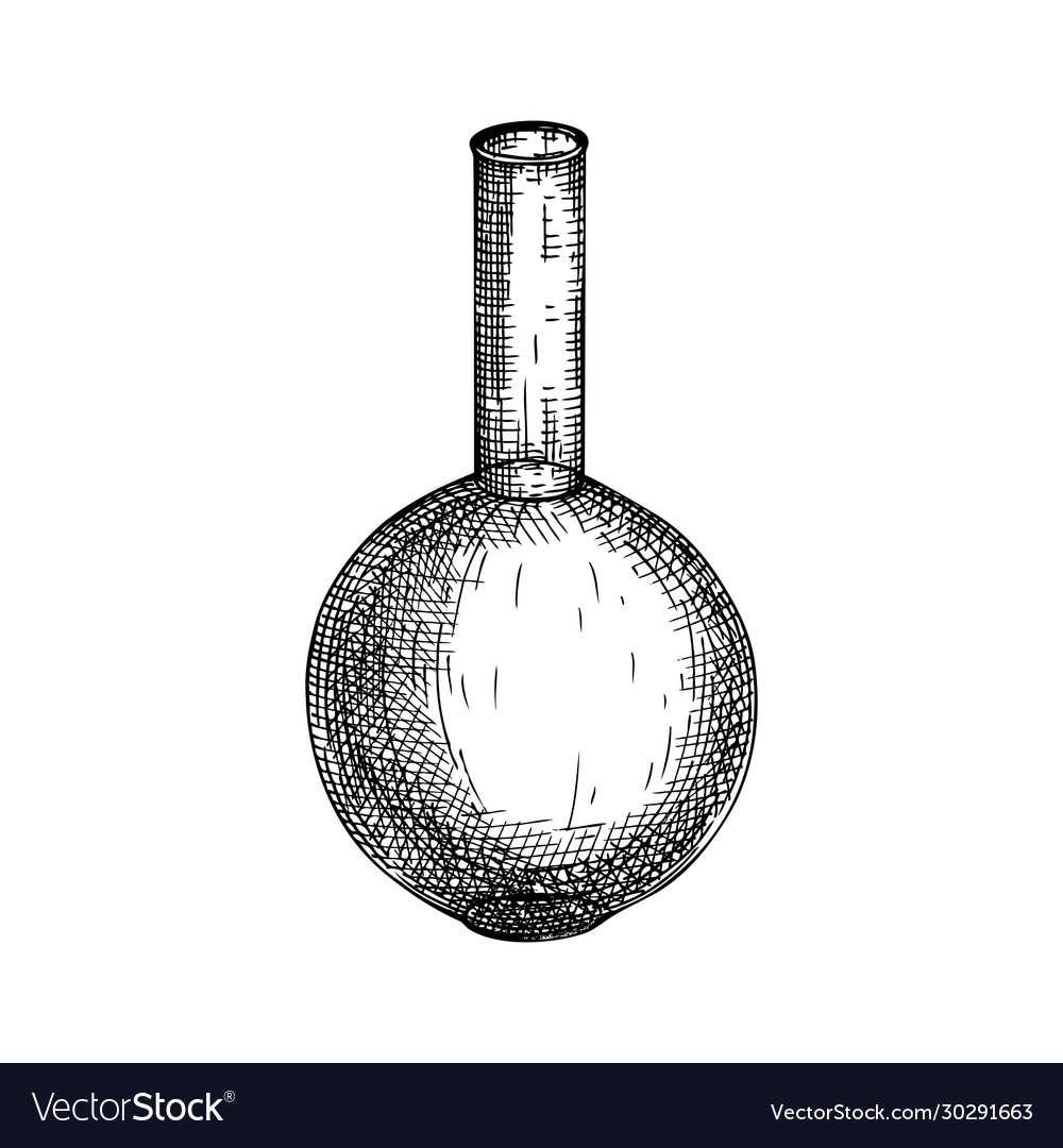 Laboratory Equipment Sketch Hand Drawn Glass Flask