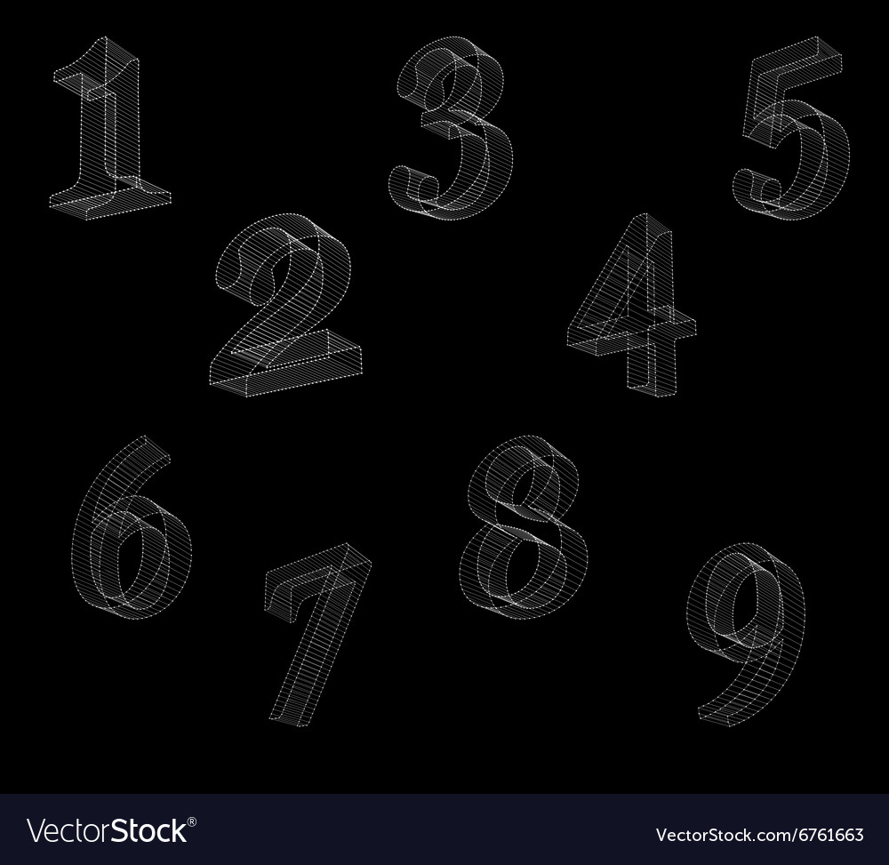 Low poly numbers font set polygon number Vector Image