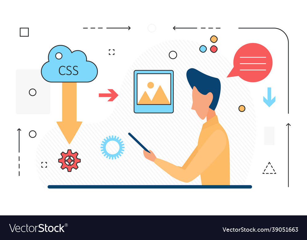 Online data cloud storage man character Royalty Free Vector