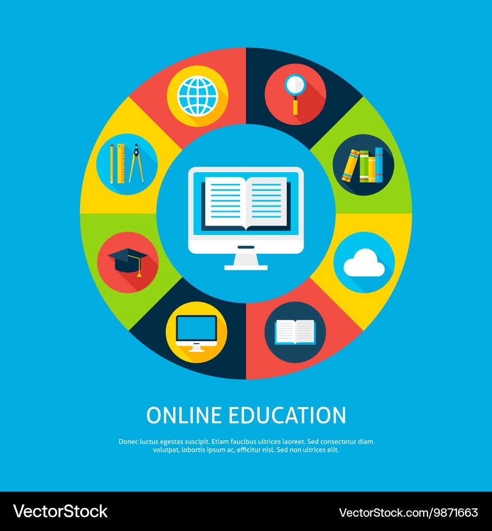 Online Education Flat Infographic Concept Vector Image