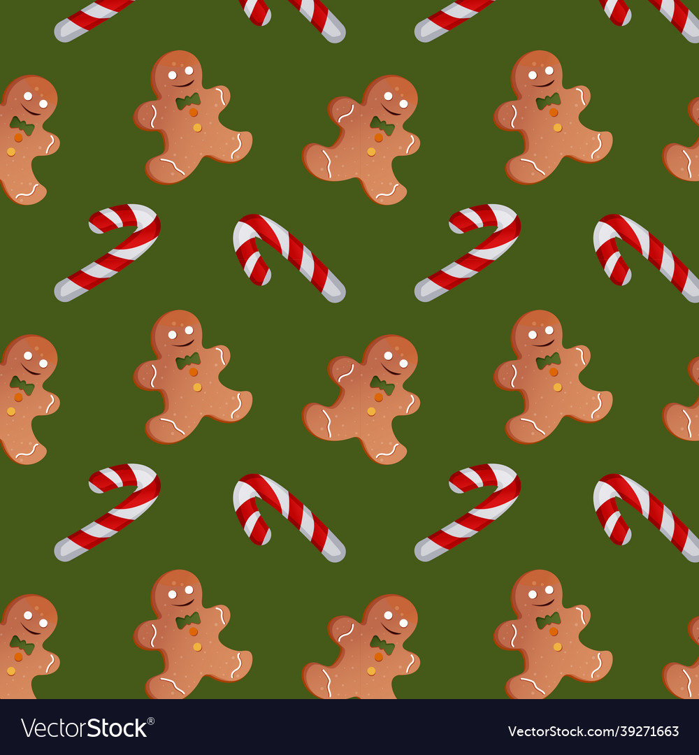 Pattern with christmas candies and gingerbread Vector Image