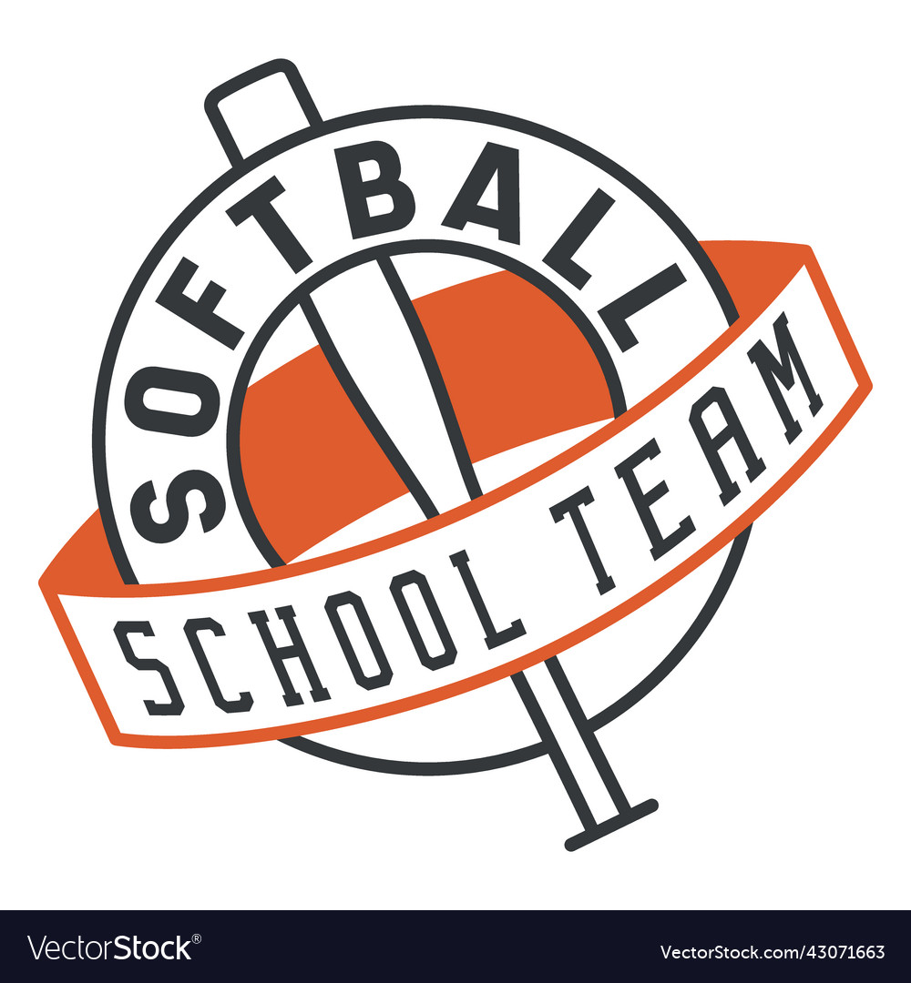 Softball school team badge Royalty Free Vector Image