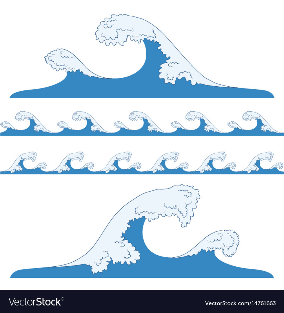 Splashes sea waves Royalty Free Vector Image - VectorStock