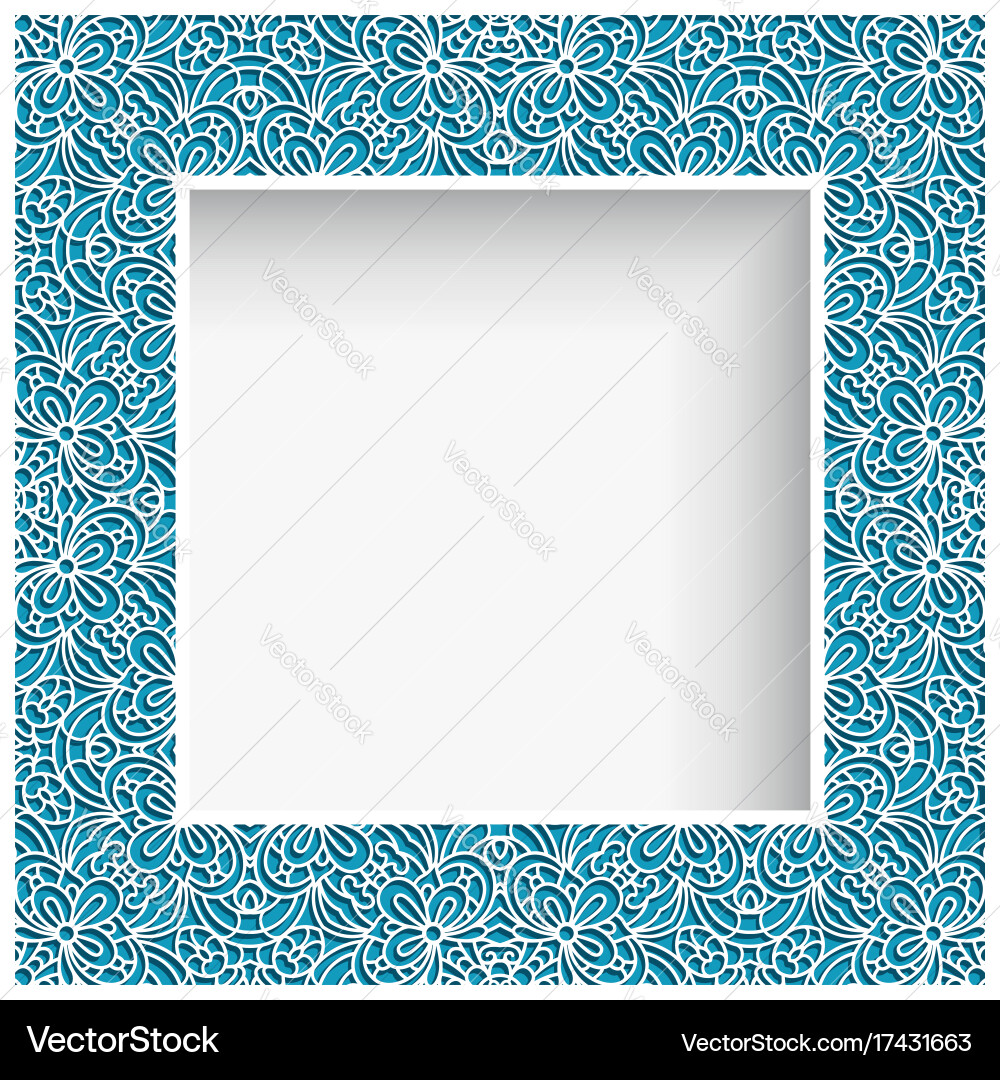 Square frame with cutout lace border pattern Vector Image
