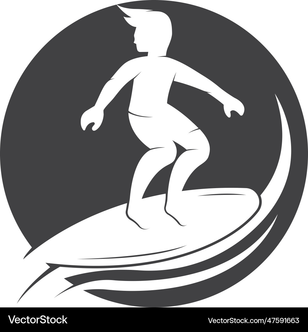 Surfing with water wave logo template symbol Vector Image