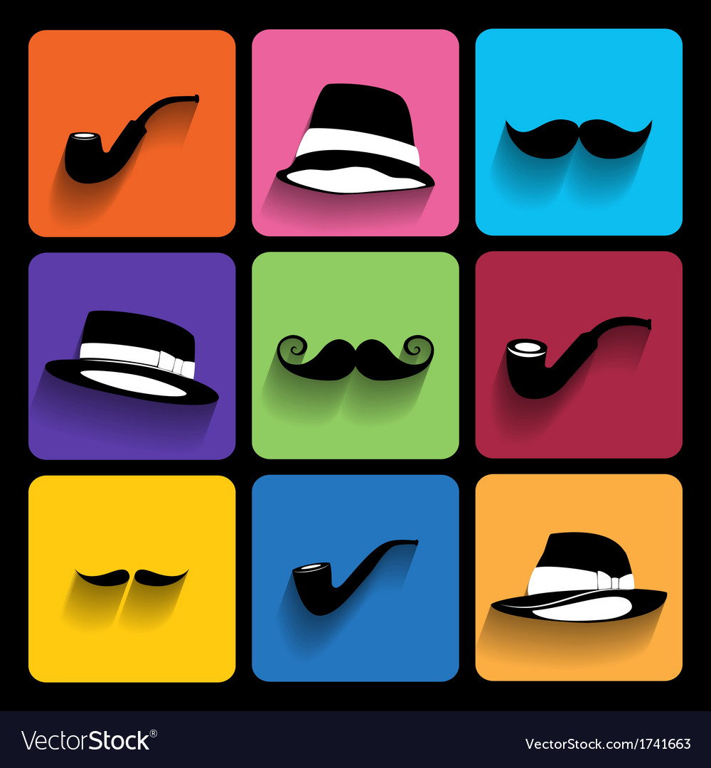 Trendy icons with long shadow Royalty Free Vector Image