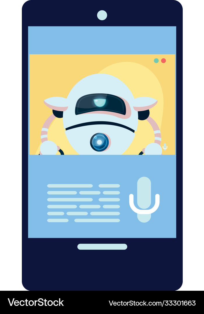 White robot cartoon in smartphone design Vector Image