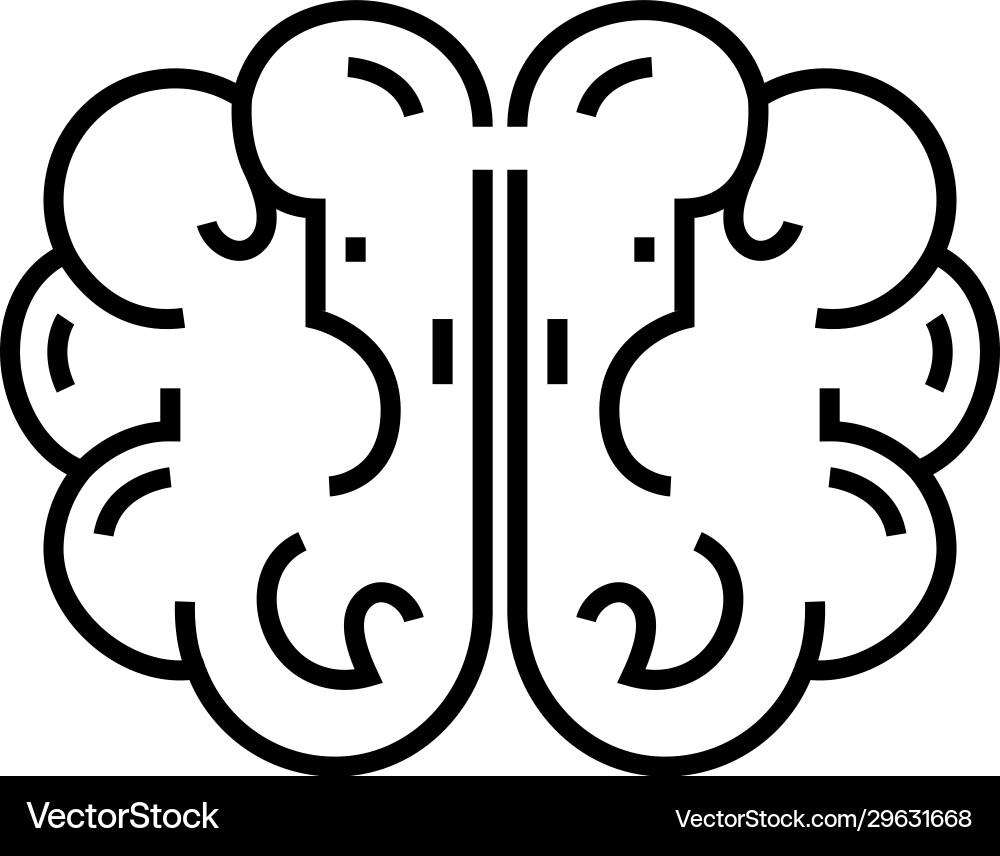 Brain research line icon concept sign outline Vector Image