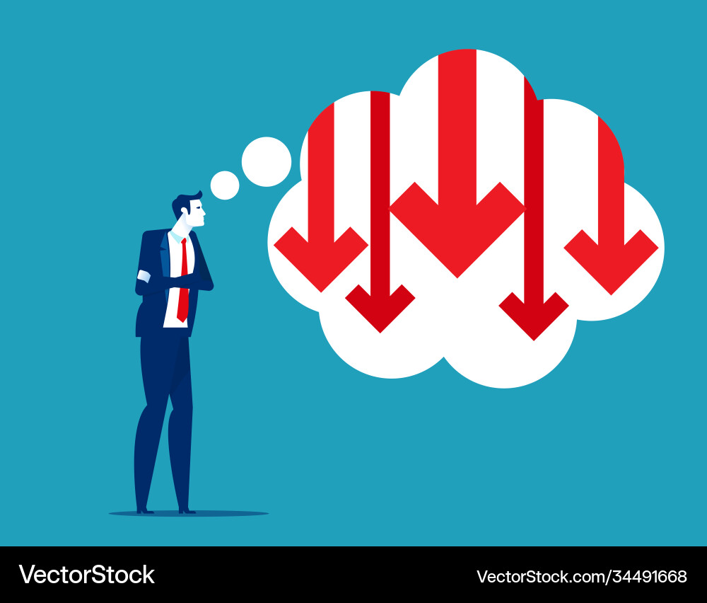 Business person thinking about business graph Vector Image