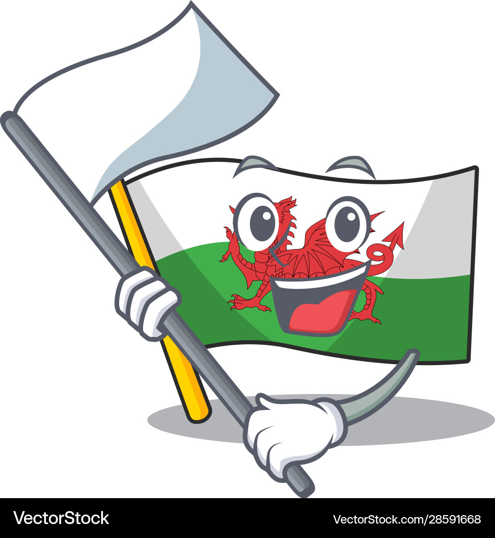Cute flag wales scroll cartoon character style Vector Image
