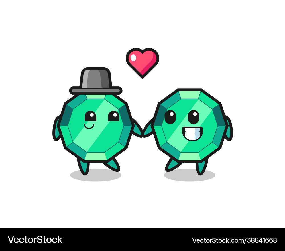 Emerald gemstone cartoon character couple Vector Image
